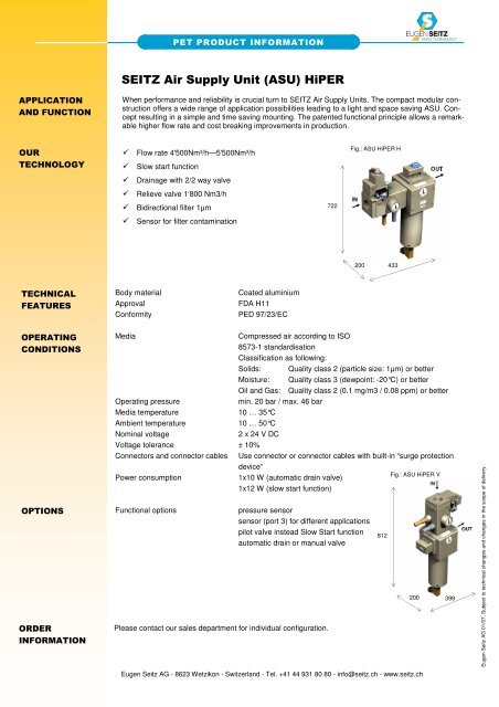 SEITZ Air Supply Unit (ASU) HiPER - SEITZ - valve technology