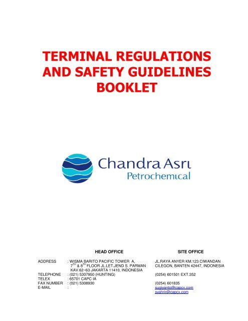 terminal regulations and safety guidelines booklet - Chandra Asri
