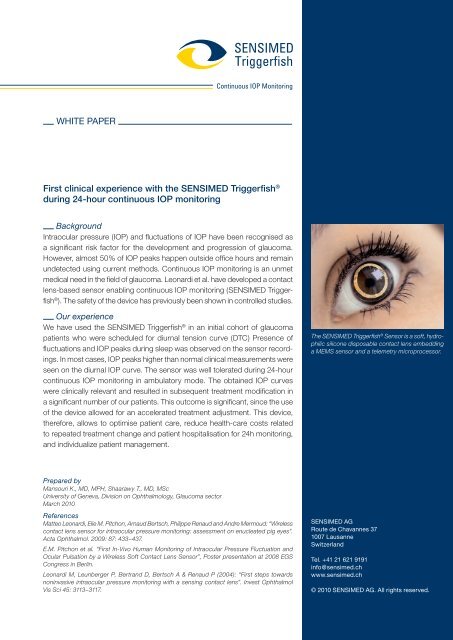 White paper First clinical experience with the SENSIMED Triggerfish ...