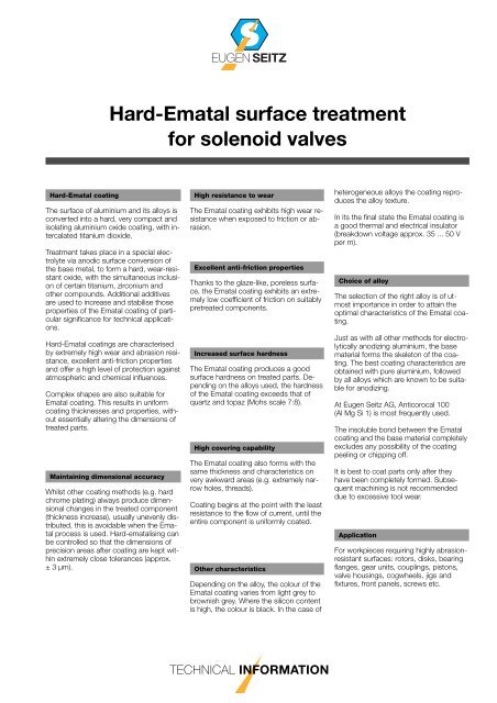 Hard-Ematal surface treatment - SEITZ - valve technology