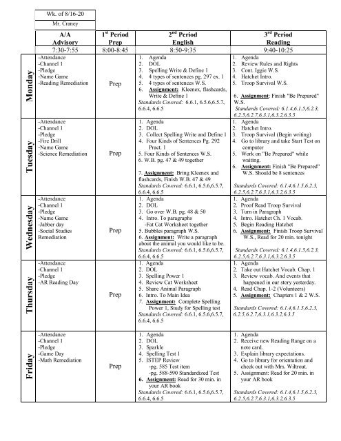 Reading Lesson Plans