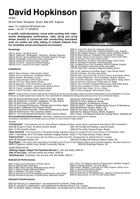 David Hopkinson - of /mr_hopkinson