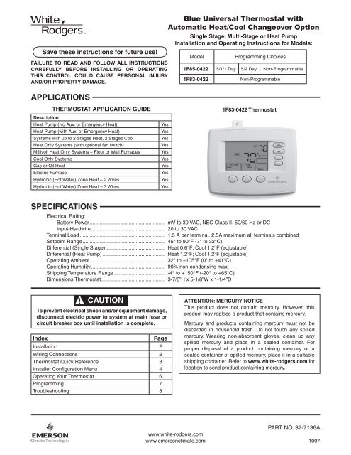 Installation and Operation Instruction - Emerson Climate Technologies