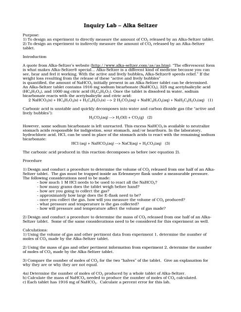 Alka Seltzer Tablets Experiment