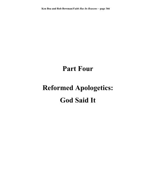Reformed apologist - Ken Boa