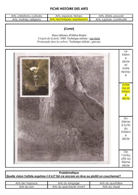 FICHE HISTOIRE DES ARTS