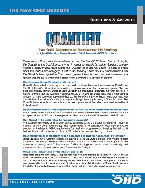 The New OHD Quantifit - Occupational Health Dynamics