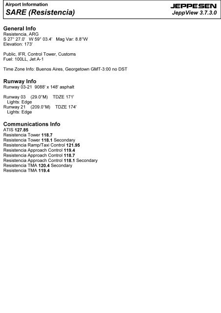 SARE (Resistencia) - SouthernCross Airways