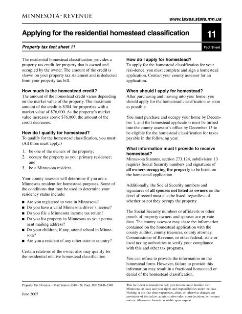 Applying for the residential homestead classification - Olmsted County