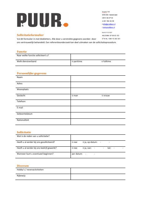 Sollicitatieformulier (.pdf) - Puur ijs & chocolade