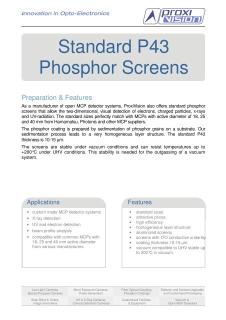 Standard P43 Phosphor Screens