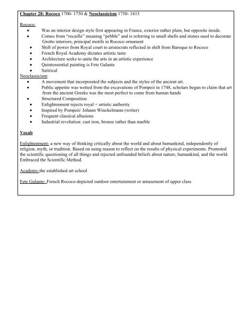 Chapter 28: Rococo 1700- 1750 & Neoclassicism 1750- 1815 ...