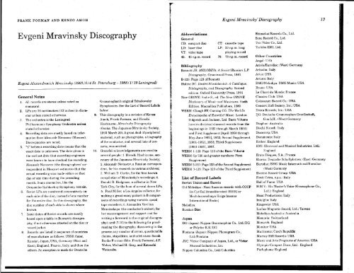 Evgeni Mravinsky Discography - Association for Recorded Sound ...