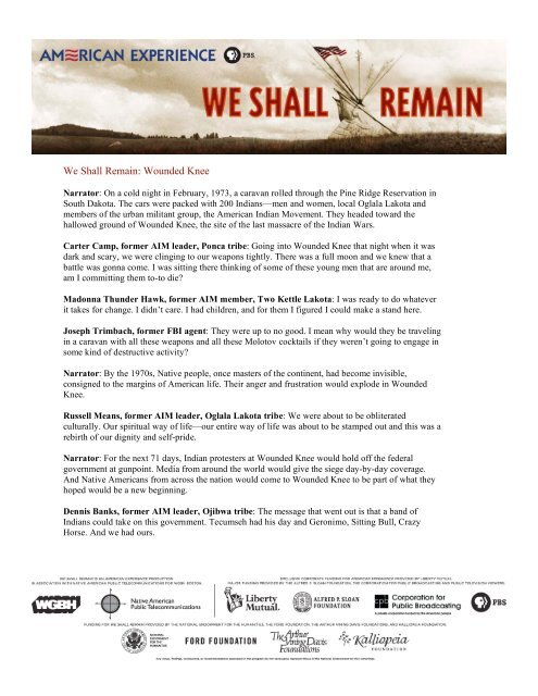 We Shall Remain: Wounded Knee - PBS