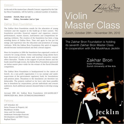 Violin Master Class - Zakhar Bron School of Music