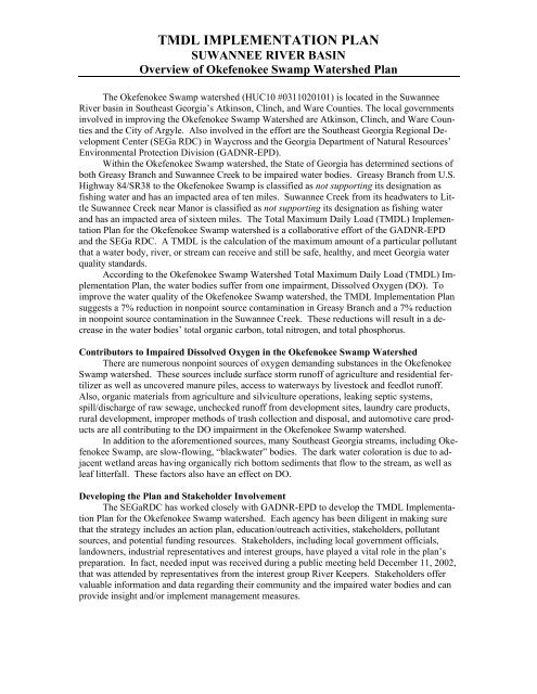 tmdl implementation plan - Georgia Environmental Protection Division