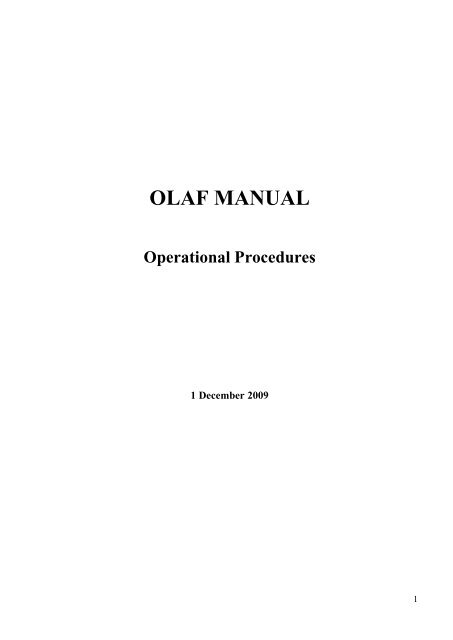 OLAF MANUAL Operational Procedures