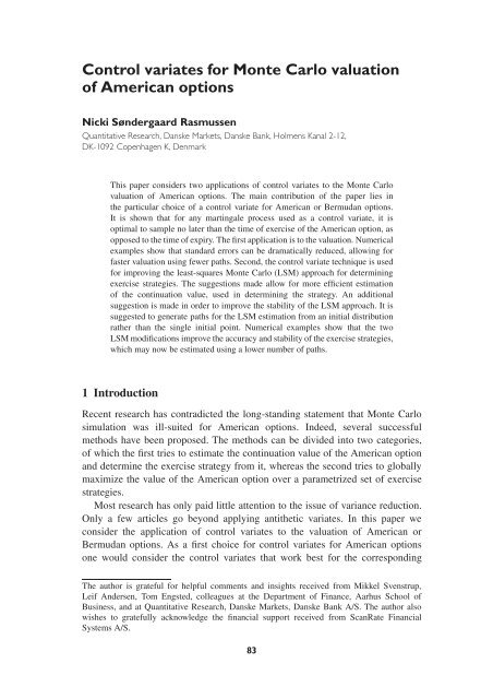 Control Variates For Monte Carlo Valuation Of American