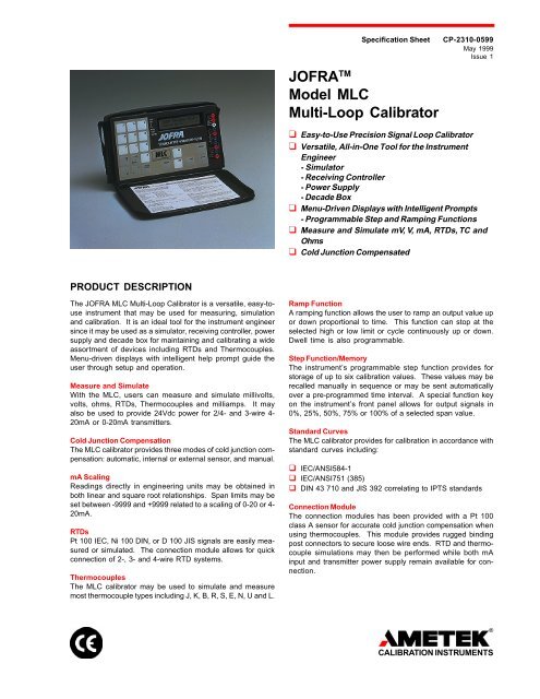 JOFRATM Model MLC Multi-Loop Calibrator