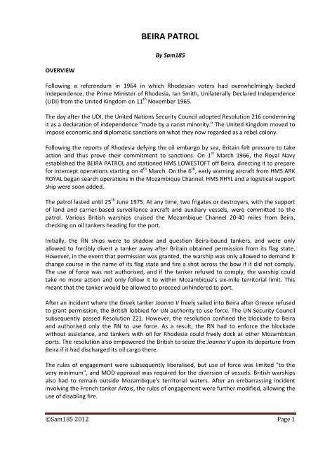 BEIRA PATROL - HMS Relentless Association