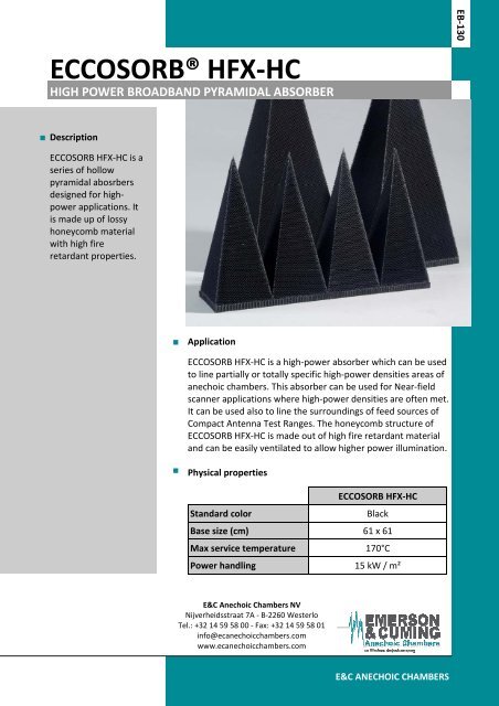 eccosorb hfx-hc - E&C Anechoic Chambers