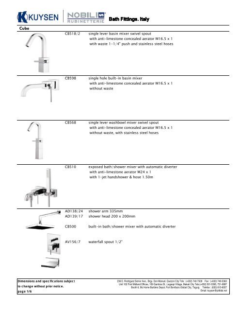 Kuysen Product List (PDF)