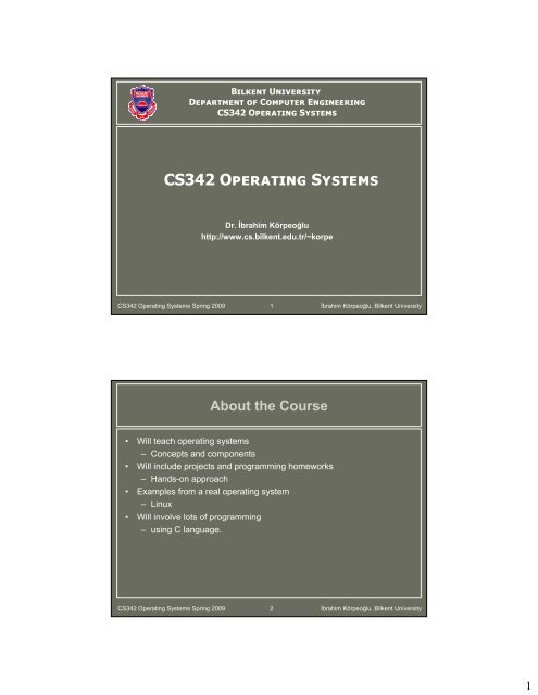 CS342 Operating Systems - Bilkent University