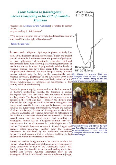 Kailasa to Kataragama: Sacred Geography in the cult of Skanda ...