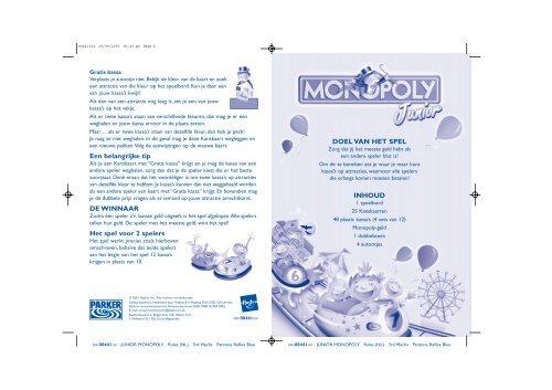 Spelregels Monopoly Junior