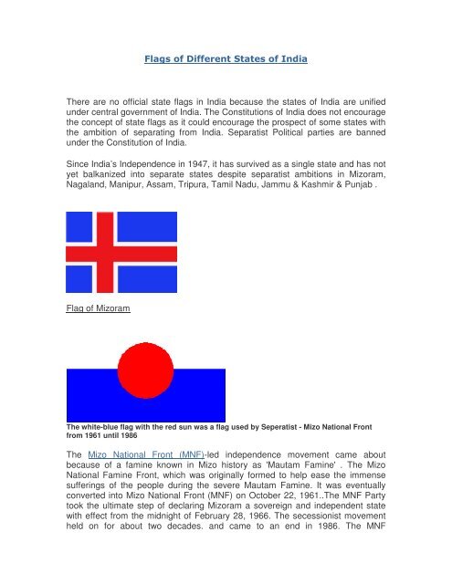 Flags of Different States of India - Zomi Online Library