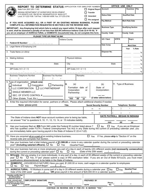 Report to determine status (application for employer number - Intuit