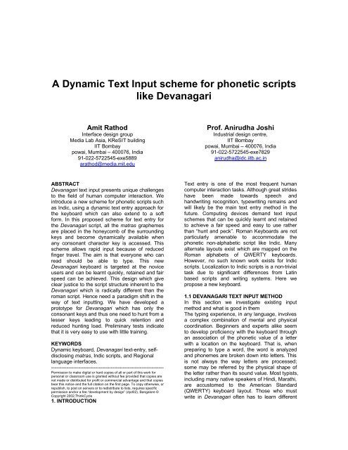 A Dynamic Text Input scheme for phonetic scripts like Devanagari