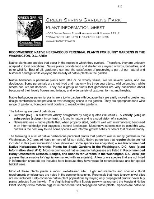 mid atlantic native perennials - Growing For You