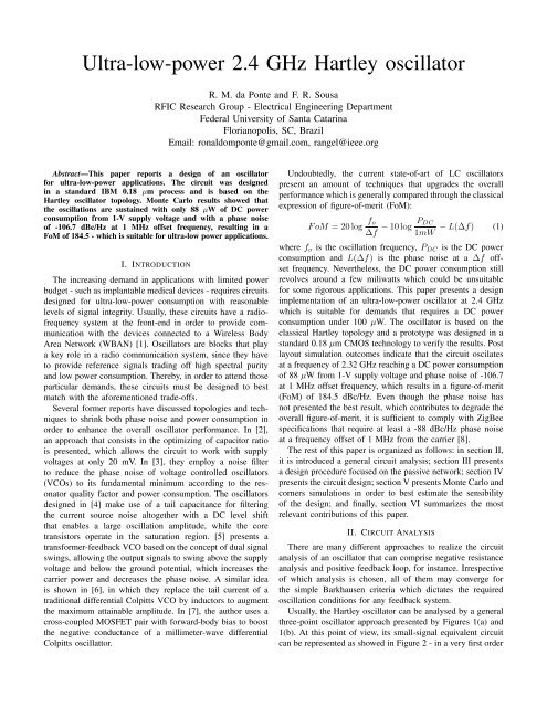 Ultra-low-power 2.4 GHz Hartley oscillator - Radio Frequency ...
