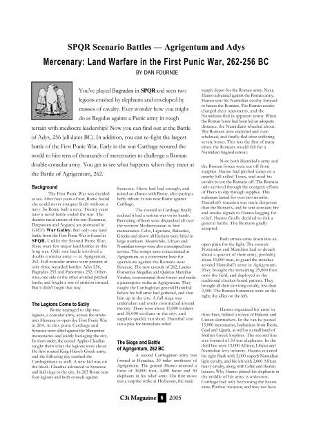 Mercenary: Land Warfare in the First Punic War ... - C3i Ops Center