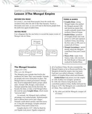 The Mongols Documents and Worksheets - Filebox