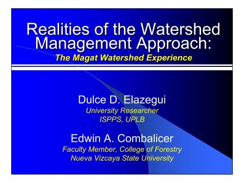 watershed management realities - Philippine Institute for ...