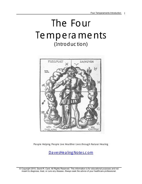 The four temperaments - Dave's Healing Notes