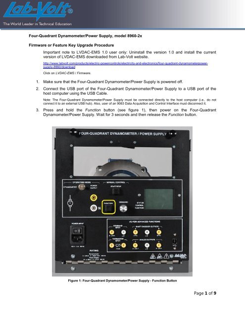 Four-Quadrant Dynamometer/Power Supply, model 8960-2x - Lab Volt