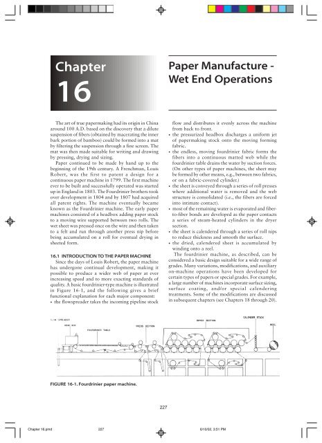 Paper Manufacture - Wet End Operations Chapter 16