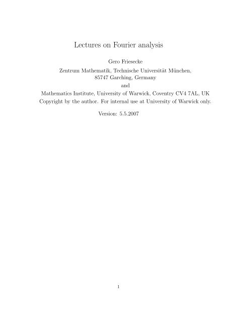 Lectures on Fourier analysis