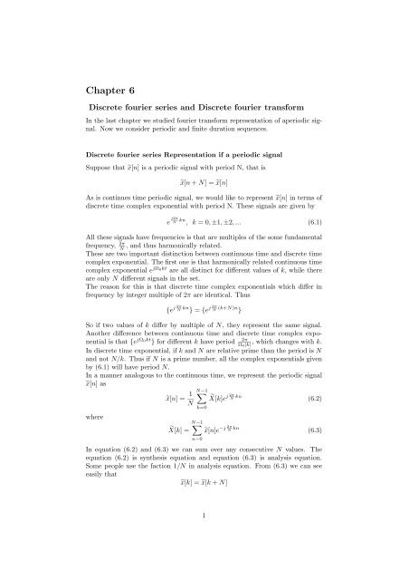 Discrete fourier series and Discrete fourier transform - NPTel Discrete fourier series and Discrete fourier transform - NPTel