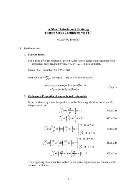 Introduction to Fourier Series via FFT Introduction to Fourier Series via FFT
