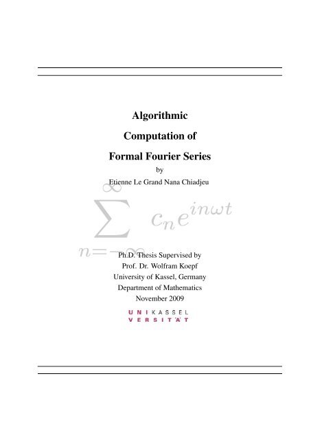 Algorithmic Computation Of Formal Fourier Series