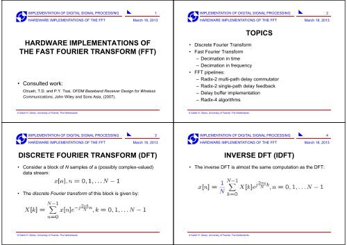 Hardware Implementations Of The Fast Fourier Transform