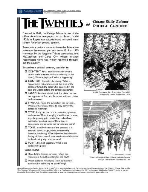 Chicago Tribune Political Cartoons, 1918-1929 - America in Class