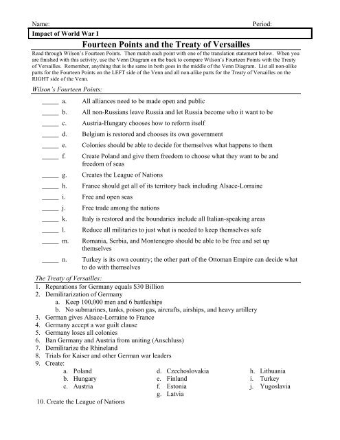 Fourteen Points and the Treaty of Versailles - Moore Public Schools