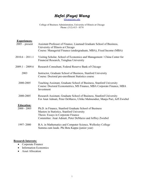Faye Hefei Wang - College of Business Administration - University of ...