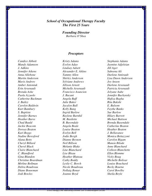 Susan Tracy Occupational Therapy