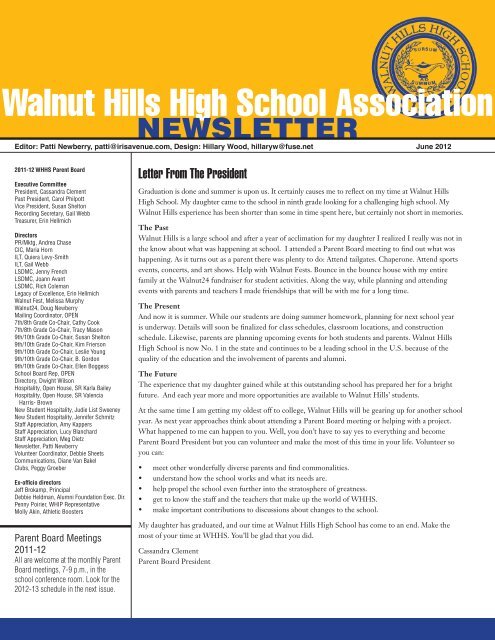 Walnut hills high school association newsletter
